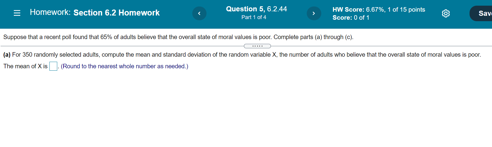 Solved MATH& 146- SU21- ITEM 5910 Homework: Section 6.2 | Chegg.com