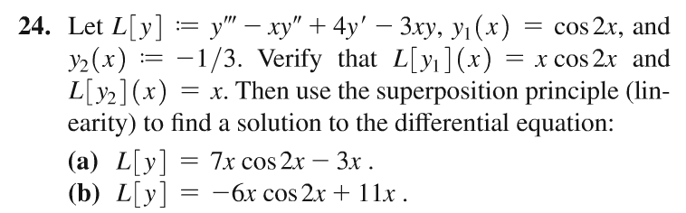 Solved Let L[y] := y",-xy', + 4y'-3xy, yı (x)- ½(x) =-1/3. | Chegg.com