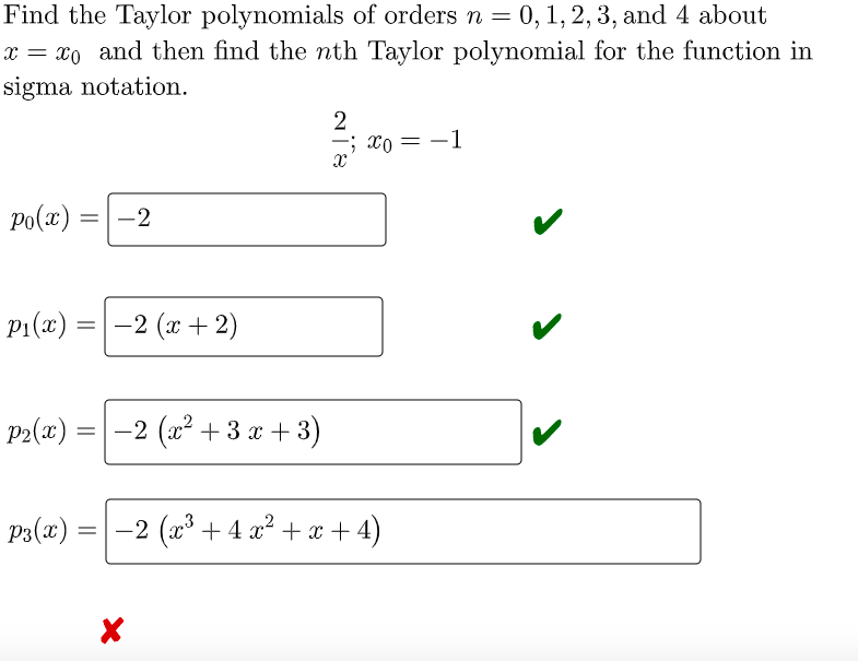 Solved Use sigma notation to write the Taylor series about = | Chegg.com