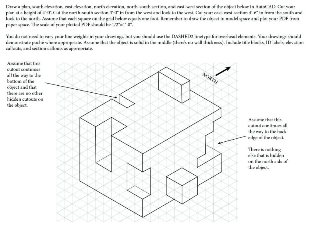 Solved Draw a plan, south elevation, east elevation, north | Chegg.com