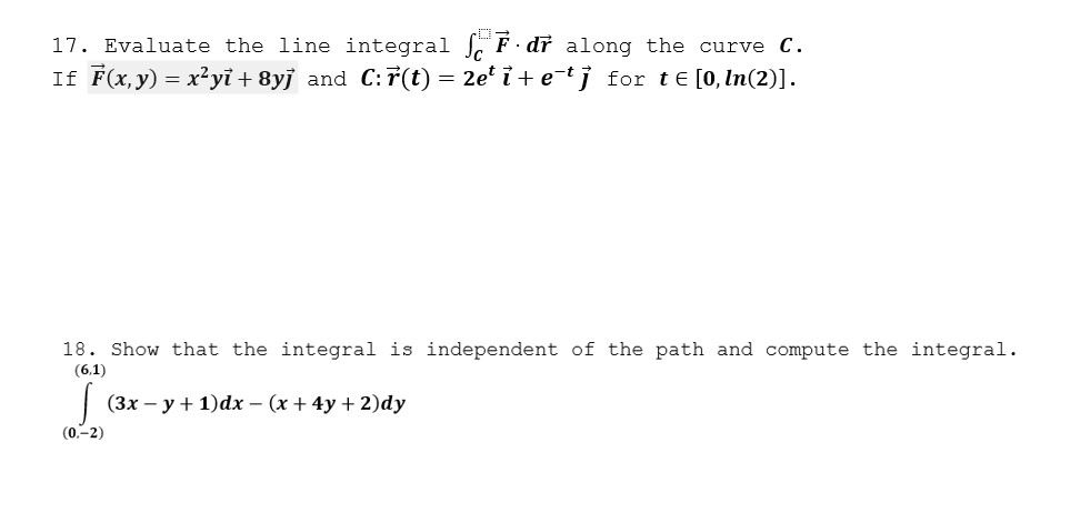 Solved 17. Evaluate the line integral ∫CF⋅dr along the curve | Chegg.com