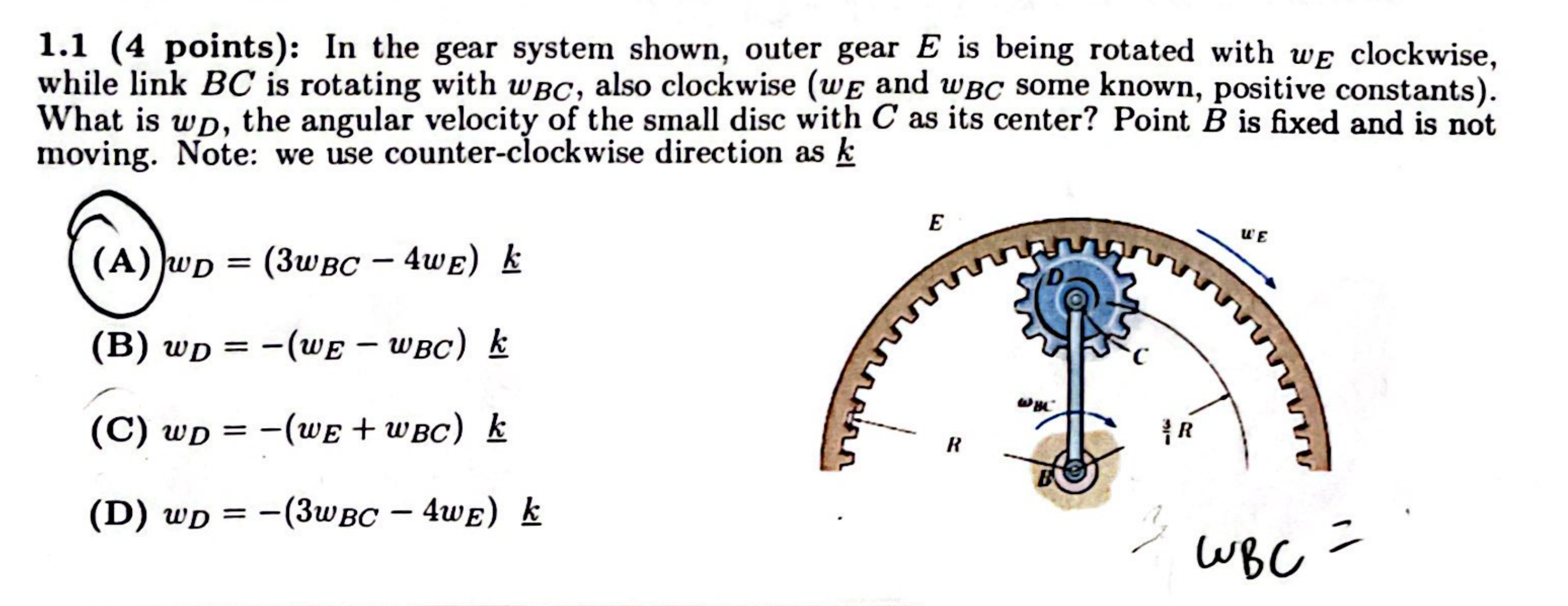 Solved 1.1 (4 points): In the gear system shown, outer gear | Chegg.com