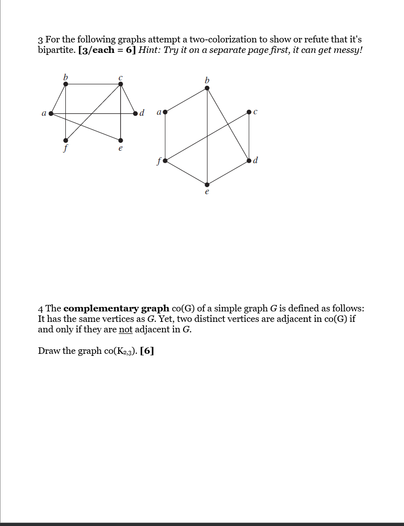 Solved Cot 3100 1 For Each Of The Four Graphs Above