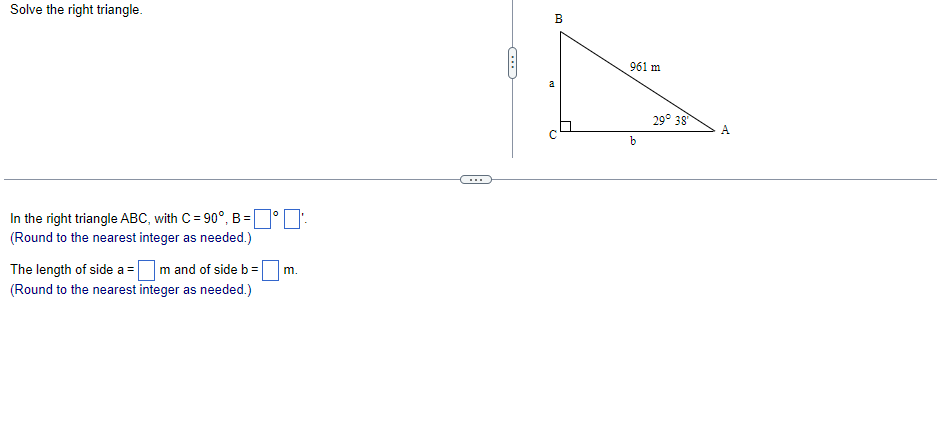 Solved Solve The Right Triangle In The Right Triangle Abc Chegg