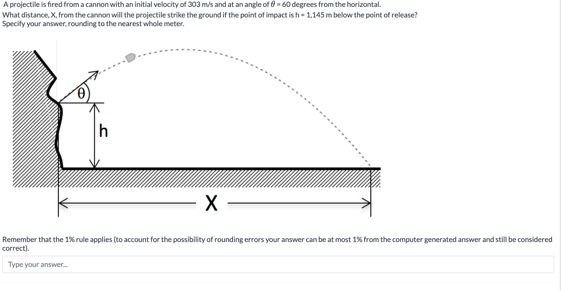 Solved A projectile is fired from a cannon with an initial | Chegg.com