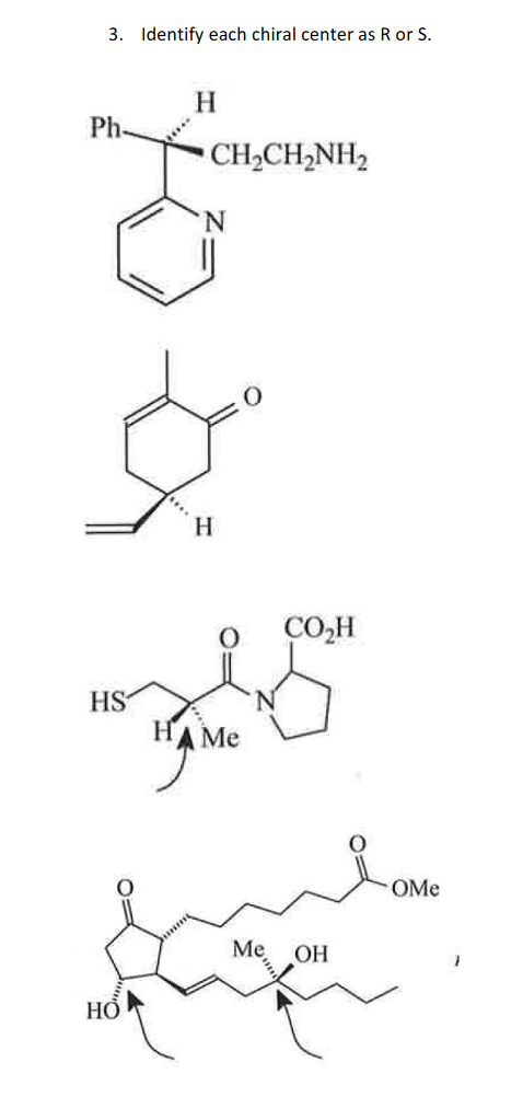 Solved 3. Identify each chiral center as R or S. | Chegg.com
