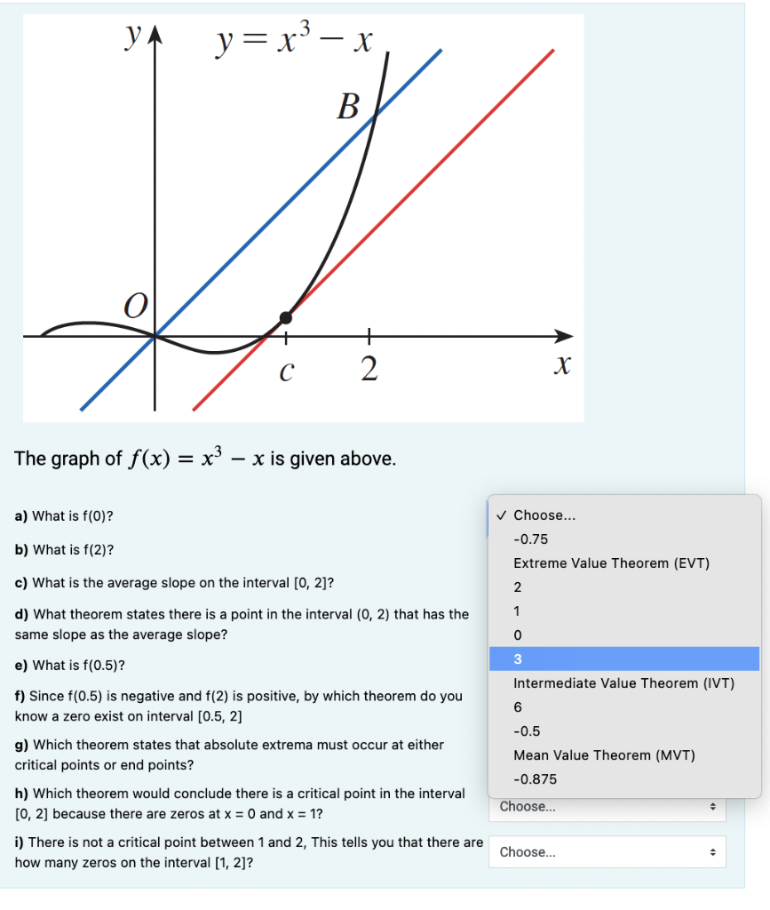Solved The graph of f(x)=x3−x is given above. a) What is | Chegg.com