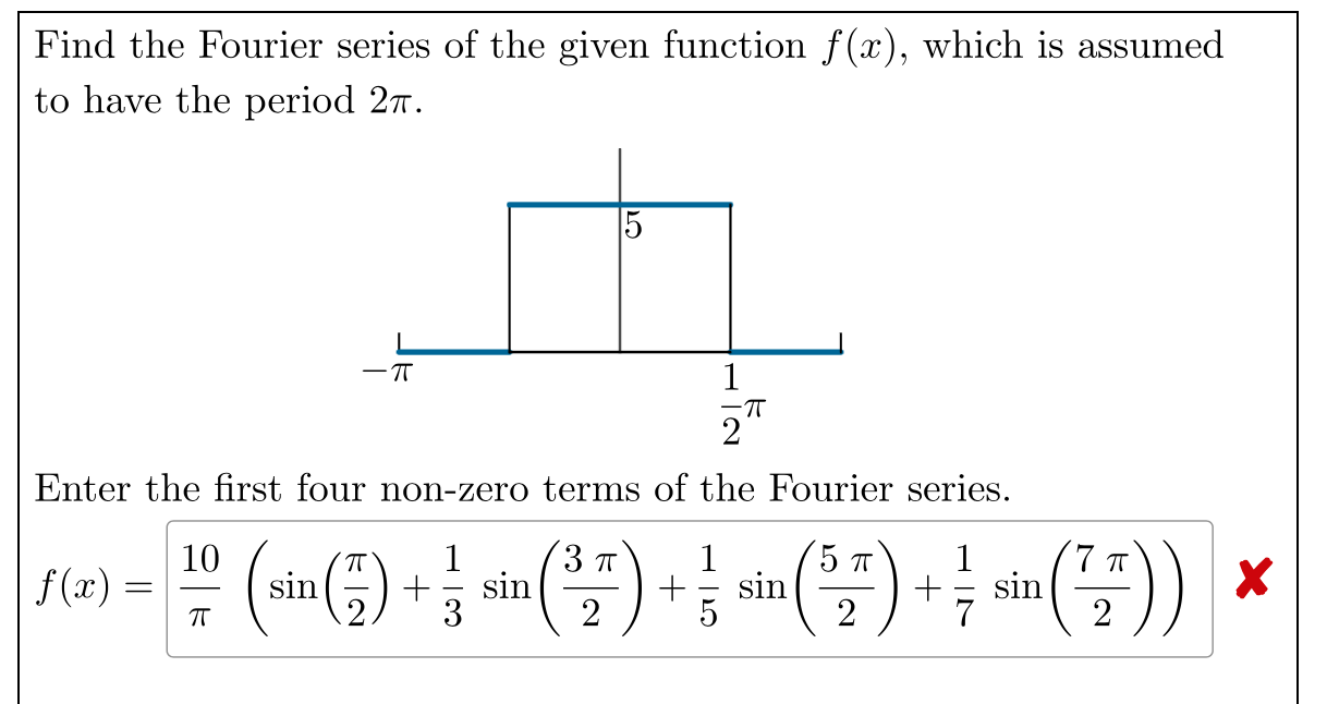 Solved Find the Fourier series of the given function f(x), | Chegg.com