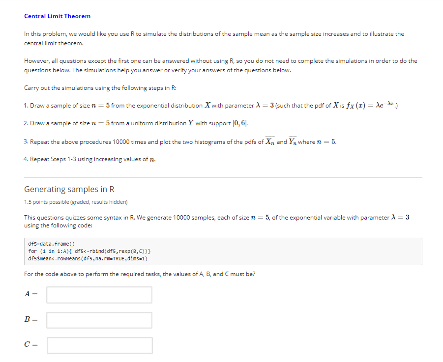 Solved Central Limit Theorem In this problem, we would like | Chegg.com