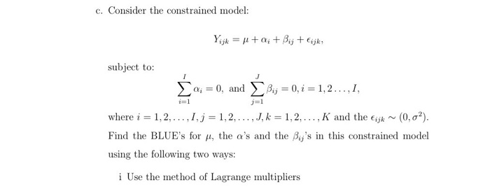 Solved 2. Consider the nested linear model: YkaB Eijk, | Chegg.com