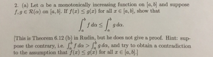 Solved Let alpha be a monotonically increasing function on | Chegg.com
