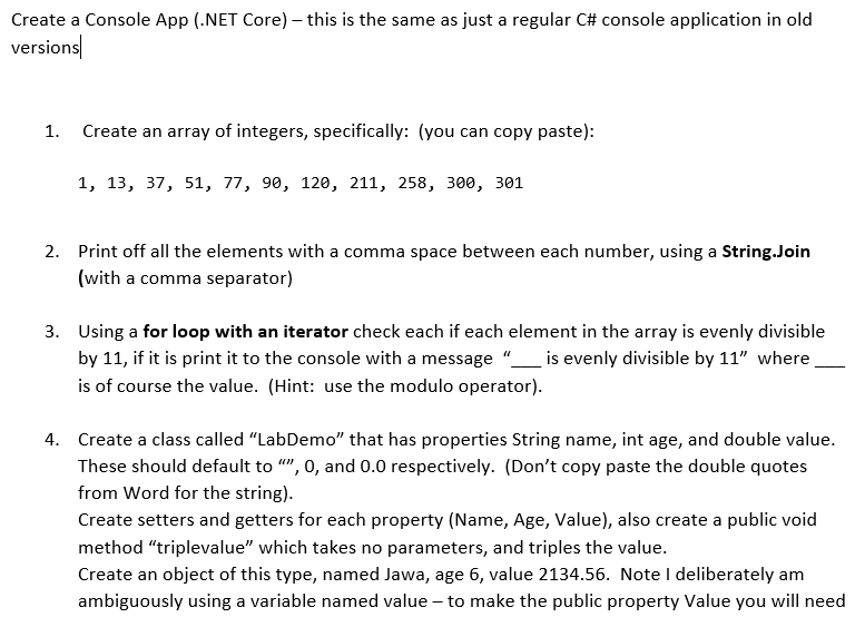 Solved Create A Console App Net Core This Is The Same 9938