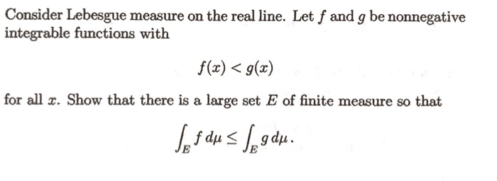 Solved Consider Lebesgue measure on the real line. Let f and | Chegg.com