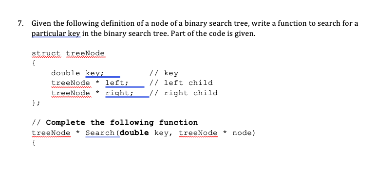 Solved 7. Given the following definition of a node of a | Chegg.com
