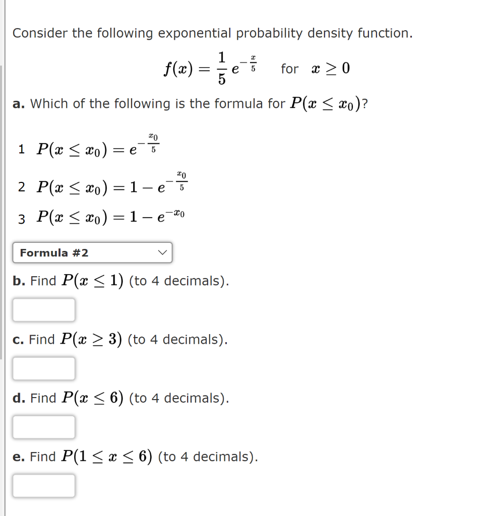 Solved Consider the following exponential probability | Chegg.com