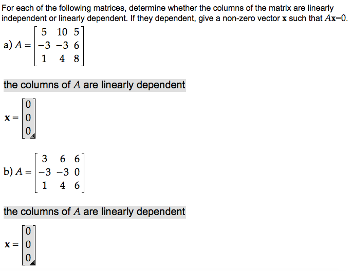 Linearly Independent Columns Of A Matrix