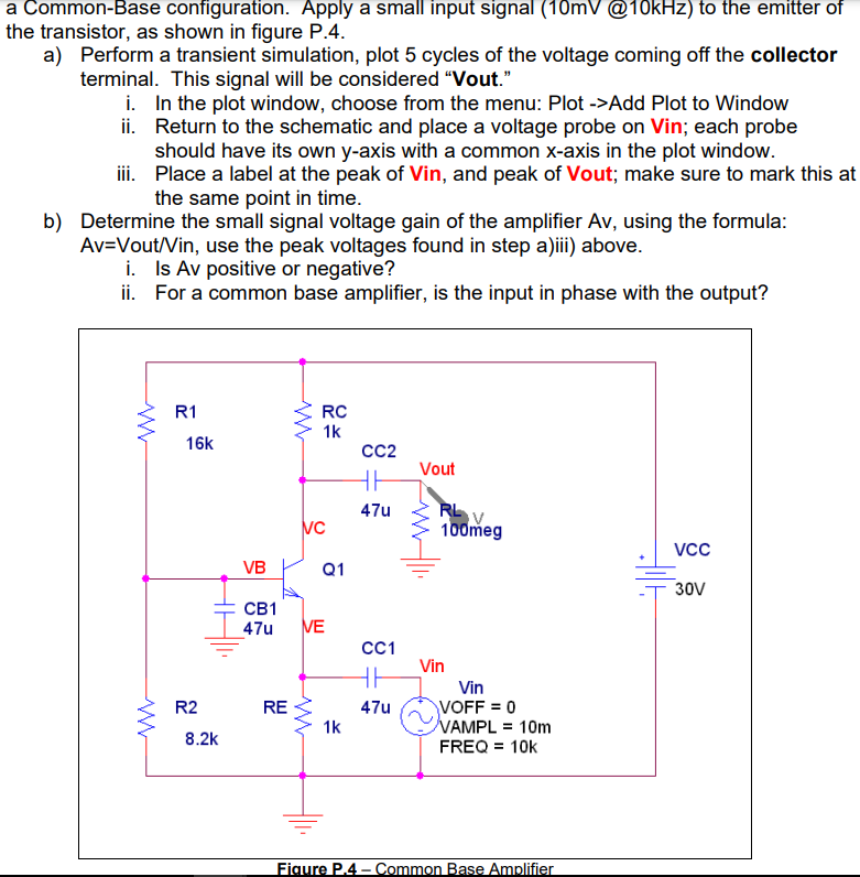 Solved a Common-Base configuration. Apply a small input | Chegg.com