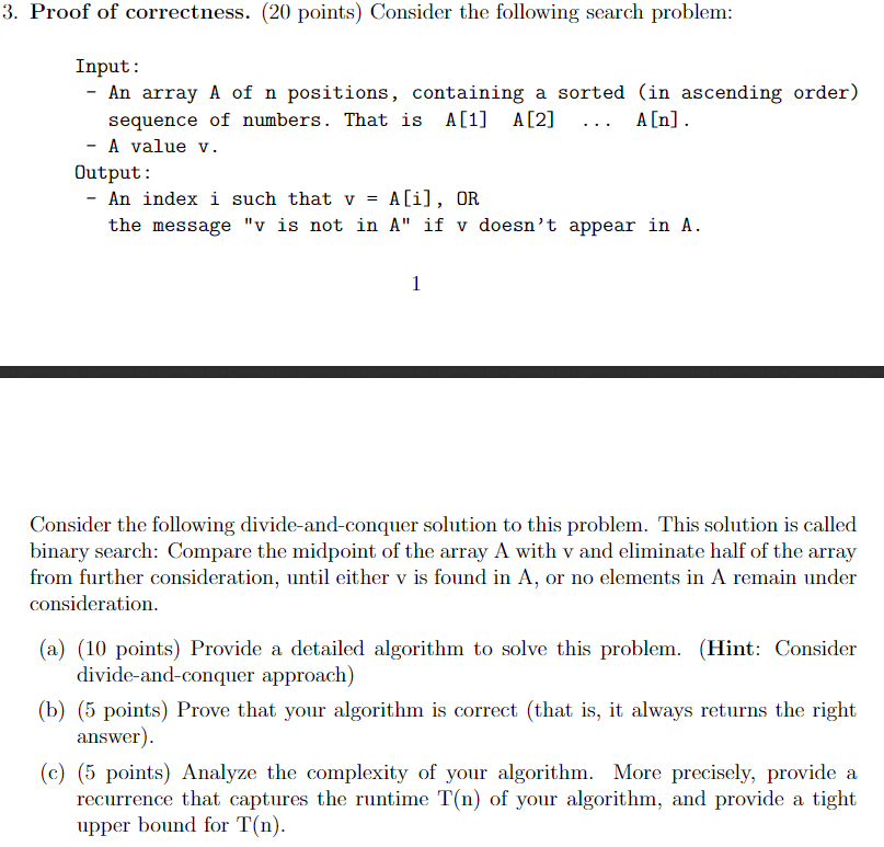 Solved 3. Proof of correctness. (20 points) Consider the | Chegg.com
