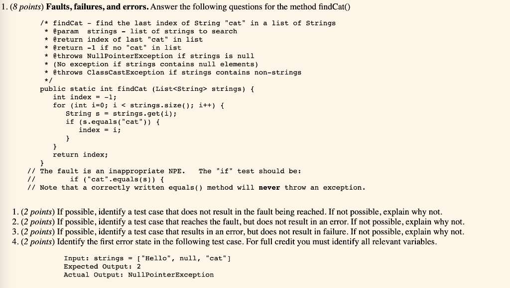 Solved ( 8 points) Faults, failures, and errors. Answer the | Chegg.com