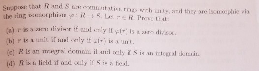 Solved Suppose that Rand S are commutative rings with unity, | Chegg.com