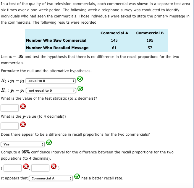 Solved In a test of the quality of two television | Chegg.com