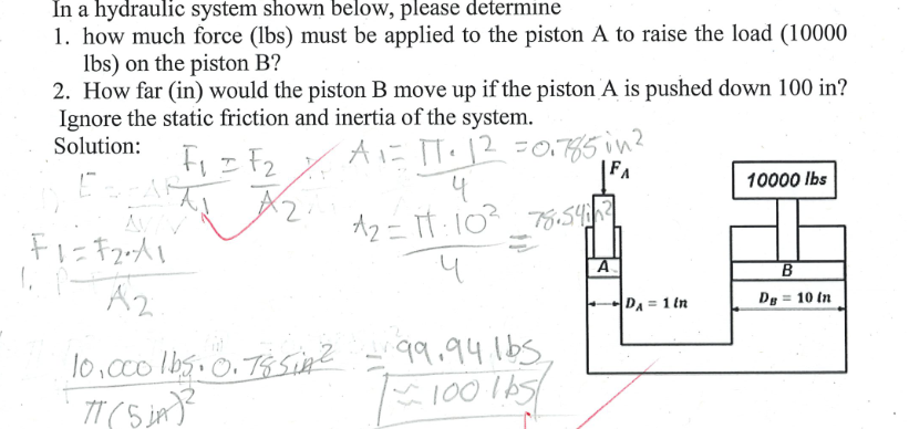 Solved How do you answer # 2 using F1/ A1 = F2/ A2 | Chegg.com