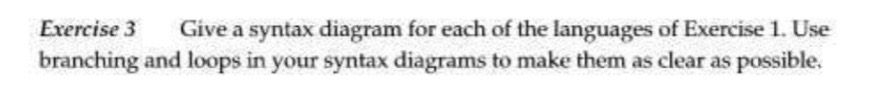 Solved Exercises Exercise 1 Give a BNF grammar for each of | Chegg.com