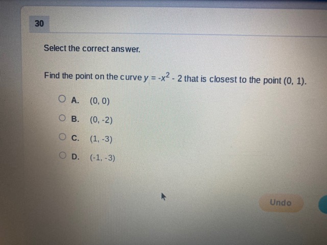 Solved Select the correct answer.Find the point on the curve | Chegg.com