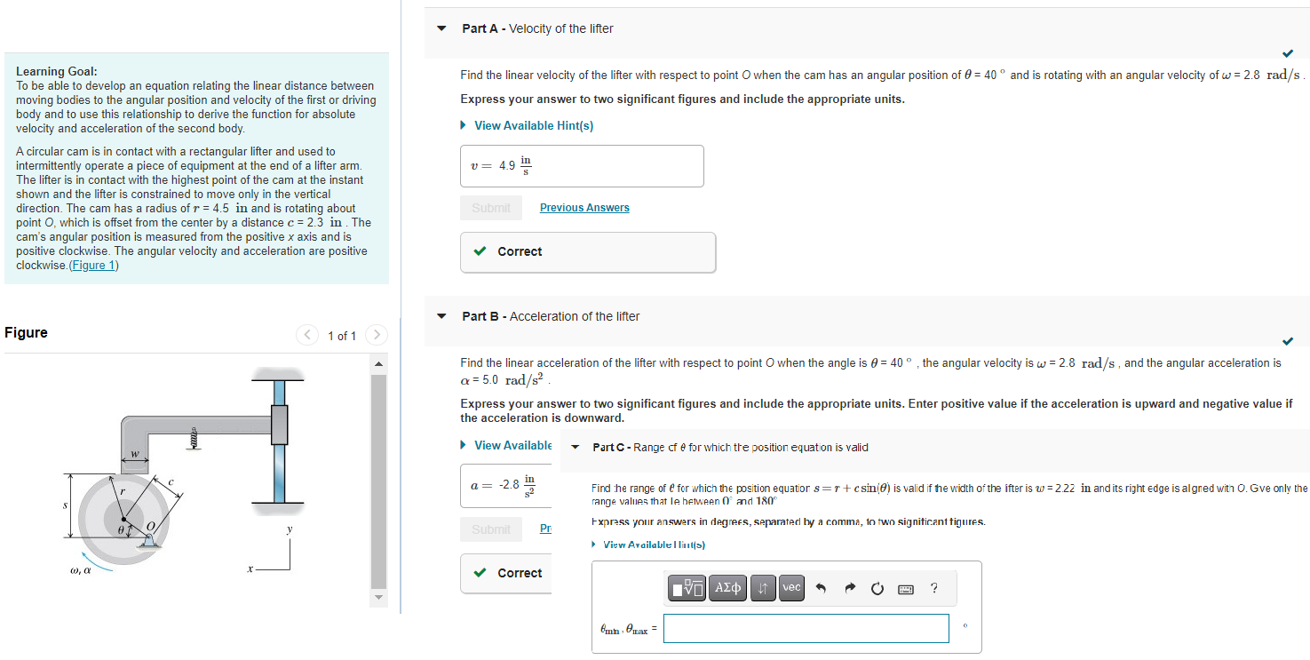 Solved Learning Goal: Find the linear velocity of the lifter | Chegg.com