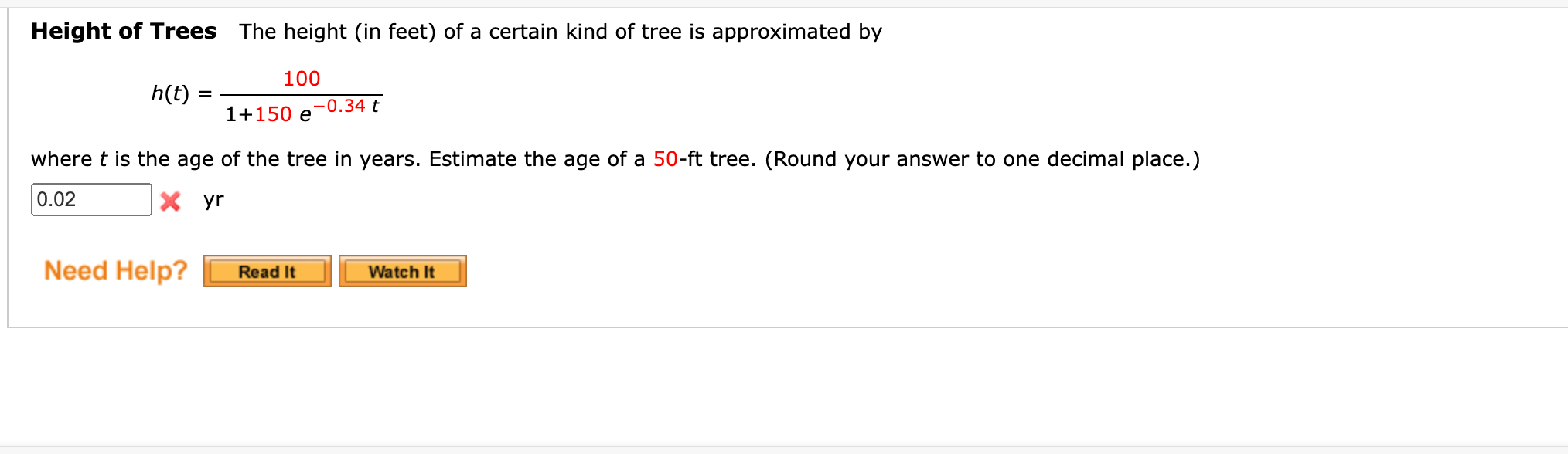 Solved Height of Trees The height (in feet) of a certain | Chegg.com