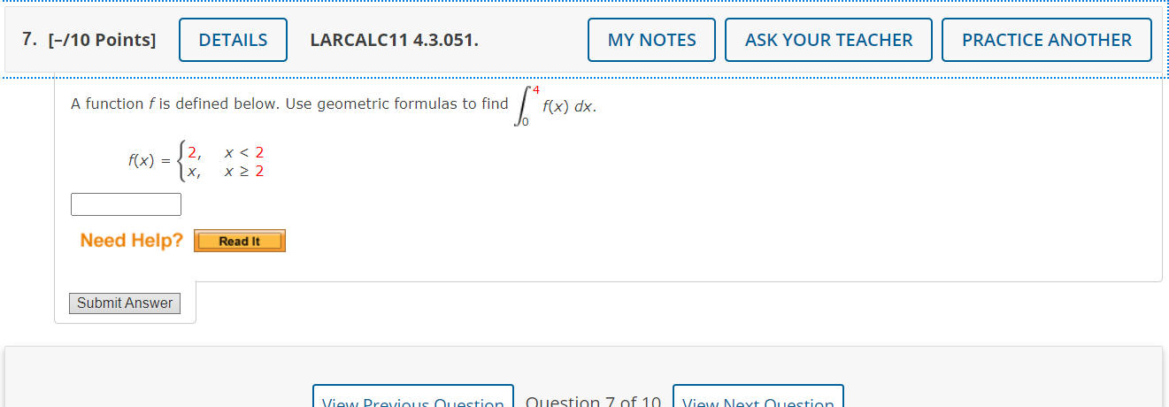 Solved 7. [-/10 Points] DETAILS LARCALC11 4.3.051. MY NOTES | Chegg.com