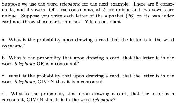 Solved Suppose we use the word telephone for the next | Chegg.com