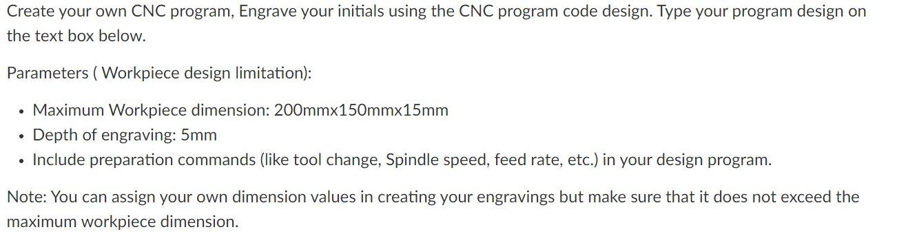 Solved Create Your Own Cnc Program Engrave Your Initials 