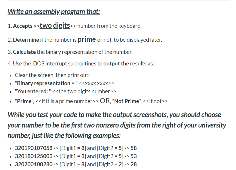 Solved Write an assembly program that: 1. Accepts number | Chegg.com