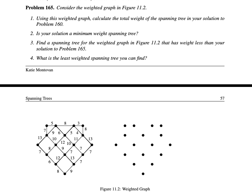 Solved Problem 165. Consider the weighted graph in Figure | Chegg.com