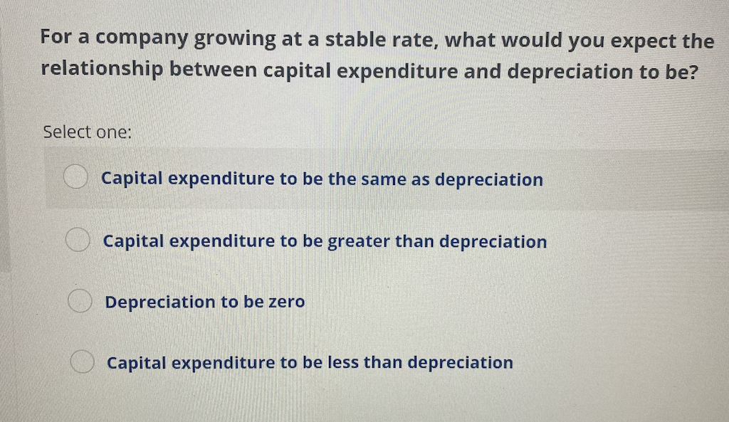 Solved For a company growing at a stable rate, what would | Chegg.com
