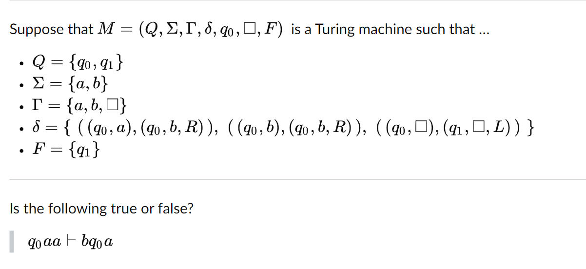 Solved Suppose that M=(Q,Σ,Γ,δ,q0, ,F) is a Turing machine | Chegg.com