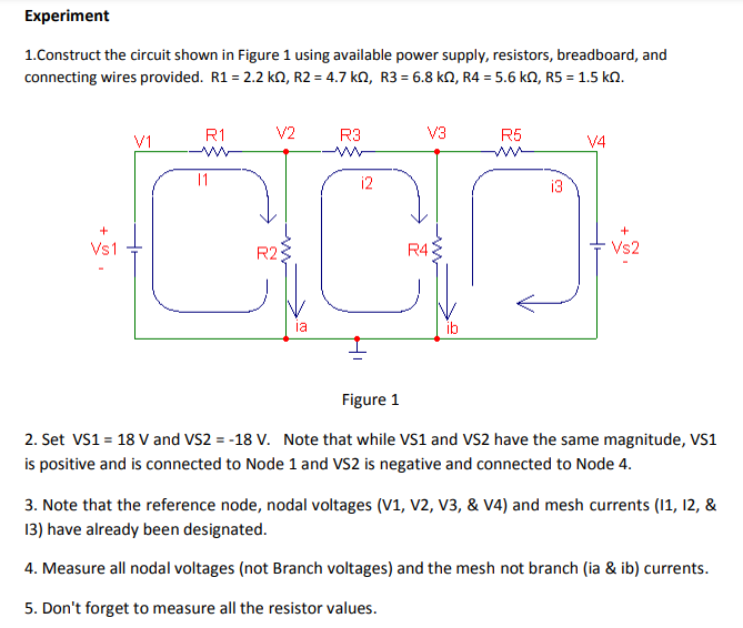 Solved Experiment 1construct The Circuit Shown In Figure 1 