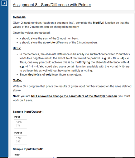 Solved Synopsis Given 2 input numbers (each on a separate | Chegg.com