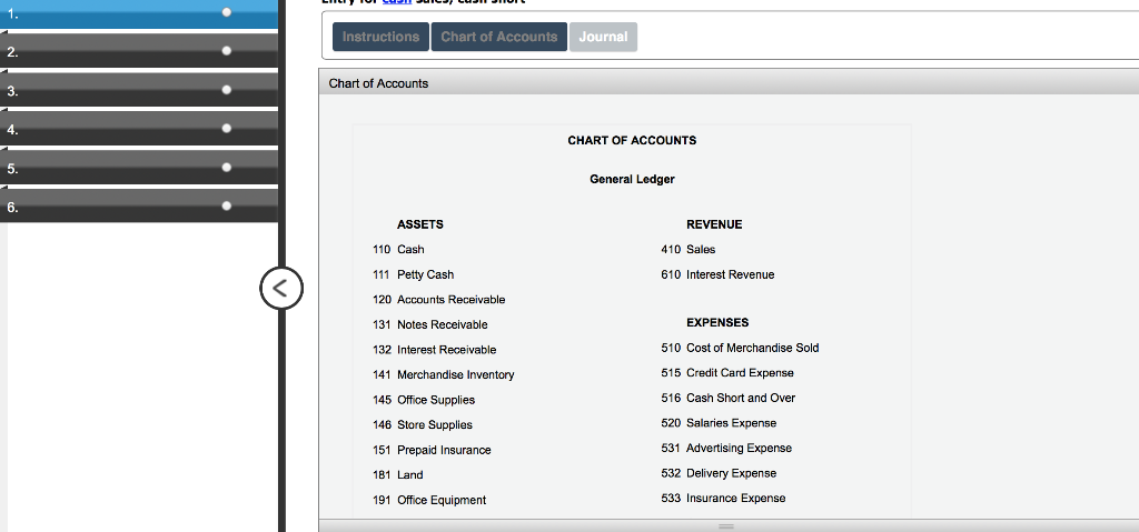 Solved Instructions Chart of Accounts Journal Instructions | Chegg.com