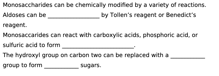 Solved Monosaccharides can be chemically modified by a | Chegg.com