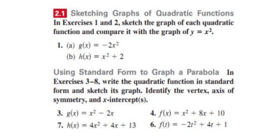 Solved 2.1 Sketching Graphs of Quadratic Functions In | Chegg.com