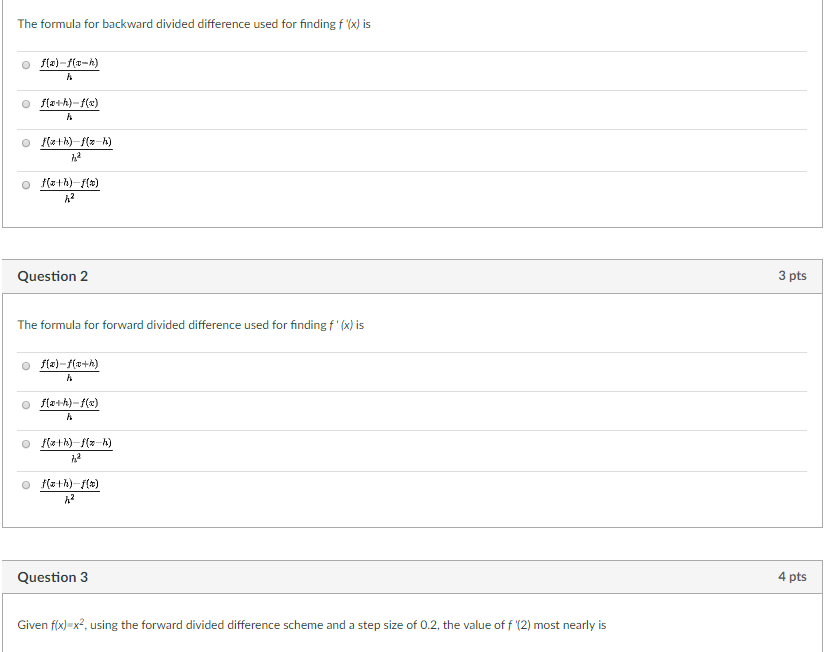Solved The formula for backward divided difference used for | Chegg.com