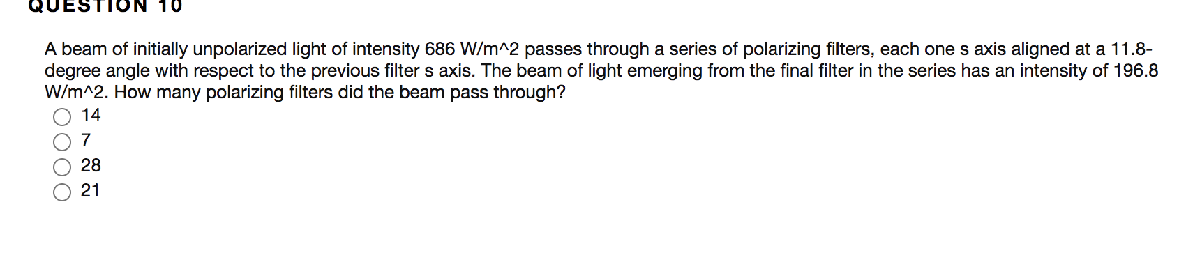 Solved A beam of initially unpolarized light of intensity | Chegg.com