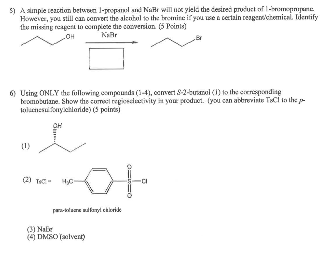 Solved 5) A simple reaction between 1-propanol and NaBr will | Chegg.com