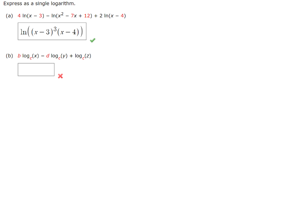 Solved Express as a single logarithm. (a) | Chegg.com
