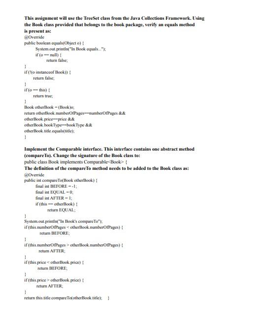 Solved This assignment will use the TreeSet class from the | Chegg.com