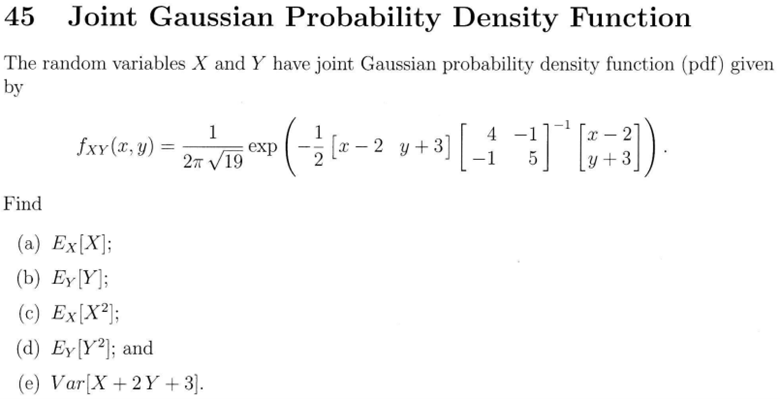Solved 45 Joint Gaussian Probability Density Function The | Chegg.com