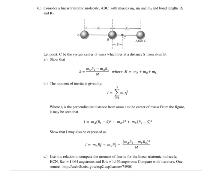 Solved 6 Consider A Linear Triatomic Molecule Abc With