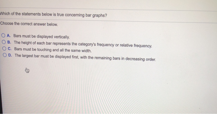 Solved Which of the statements below is true concerning bar | Chegg.com